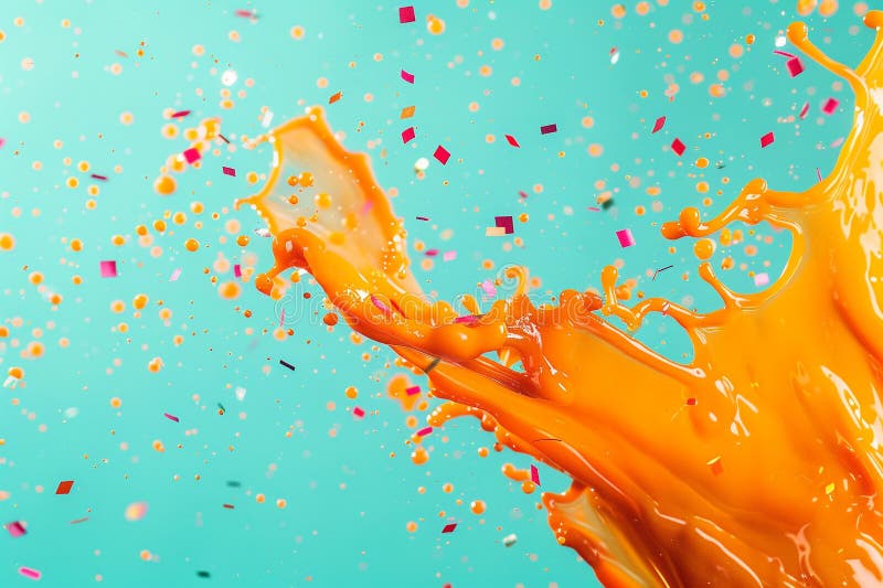 Orange Splash with Confetti Stock Illustration - Illustration of color ...
