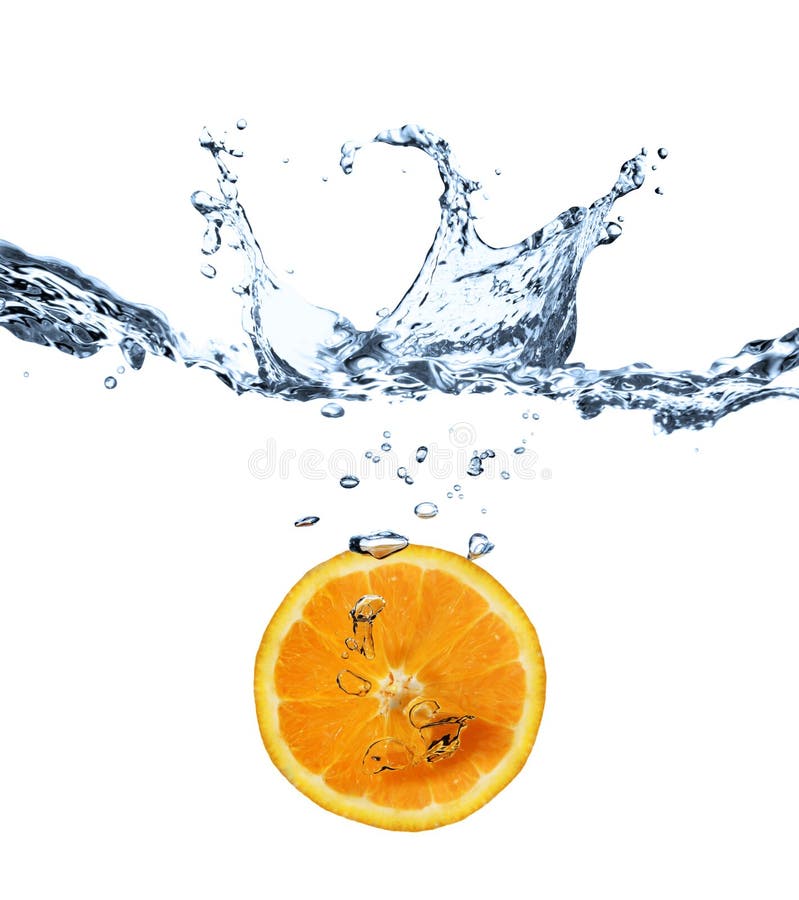 Orange Water Splash Isolated on White Stock Image - Image of juicy ...