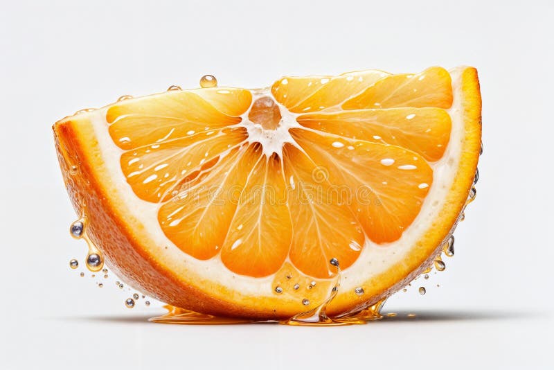 Orange in Splashes of Water. Orange Slice in a Splash of Water on White ...