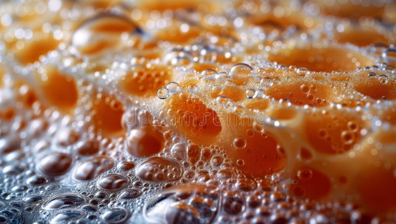 Close Up of Wet Orange Sponge with Tiny Bubbles, Generative Ai Stock ...