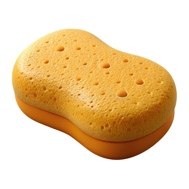 Orange Sponge. 3d Rendering Isolated on White Background Stock Image ...