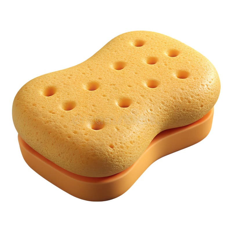 Orange Sponge. 3d Rendering Isolated on White Background Stock ...