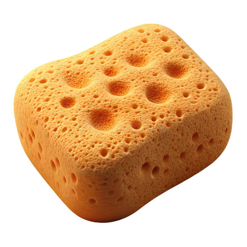 Orange Sponge. 3d Rendering Isolated on White Background Stock ...