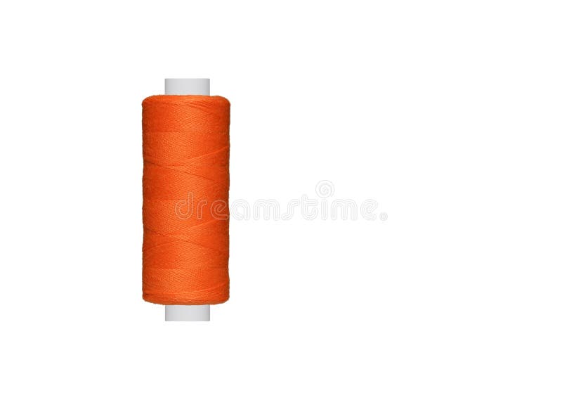 Orange Spool of Sewing Thread Isolated on White Background Stock ...