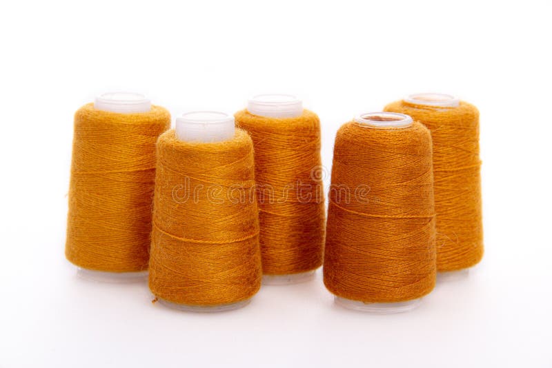 Orange Spool of Thread Isolated on White Background. Skein of Woolen ...