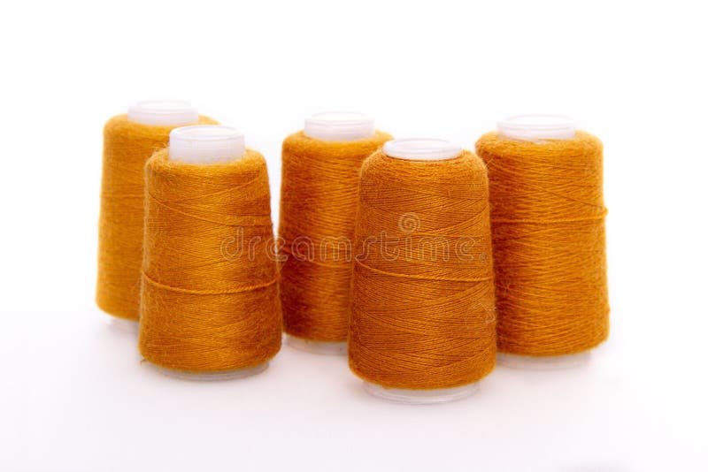 Orange Spool of Thread Isolated on White Background. Skein of Woolen ...