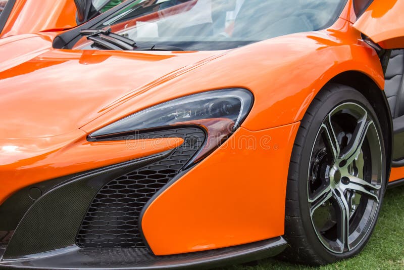 Orange Sports Car Left Front Stock Photo - Image of expensive, front ...