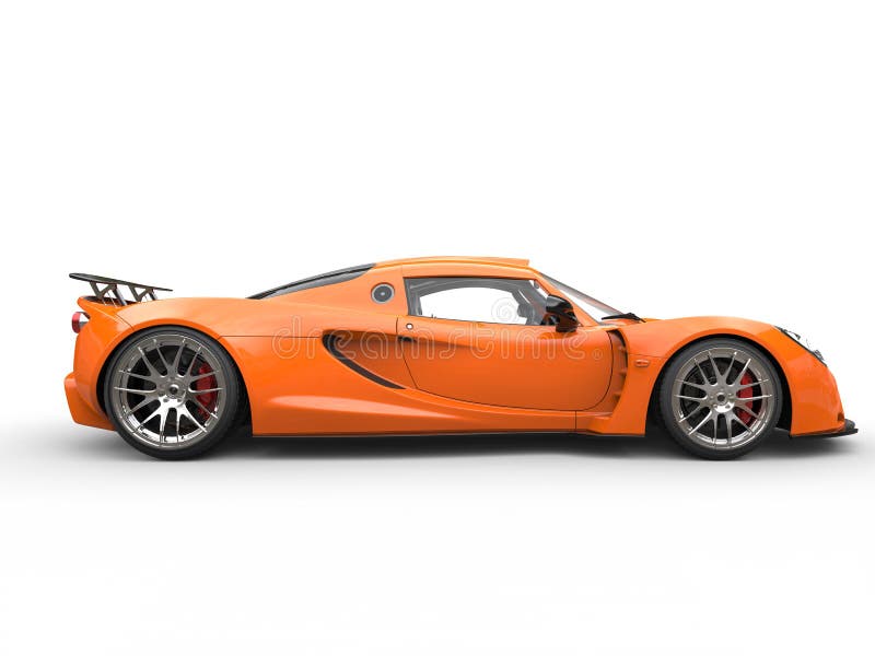Orange Sports Supercar - Side View Stock Image - Image of auto ...