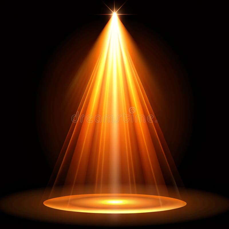 Orange Spotlight on Stage or God S Rays Isolated on Black Background ...