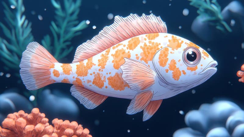 Orange Spotted Reef Fish stock illustration. Illustration of zoology ...