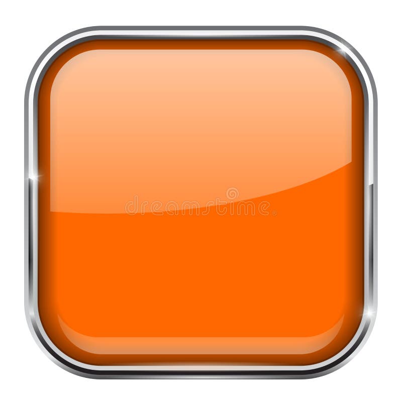 Orange Square Button. Shiny 3d Icon with Metal Frame Stock Vector ... Orange Square Button. Shiny 3d Icon with Metal Frame Stock Vector ...