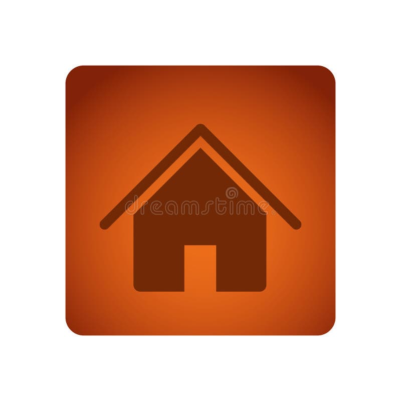 Orange Square Frame with Silhouette House Icon Flat Stock Illustration ...