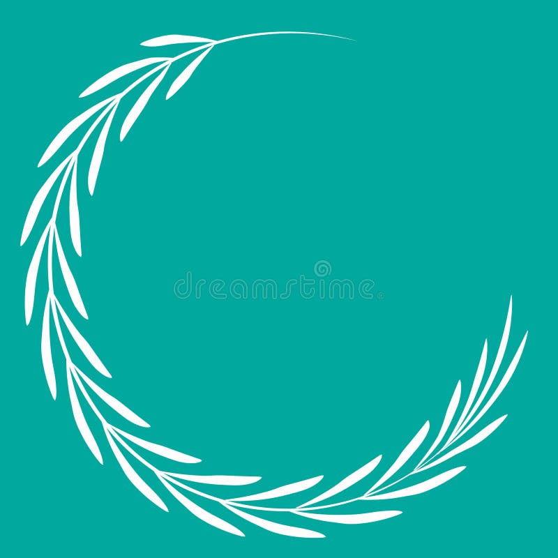 Turquoise Square Frame with Simple Leaves in the Form of a Circle Stock ...