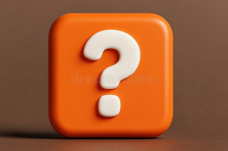 Orange Square Icon with White Question Mark Symbolizes Help, Support ...