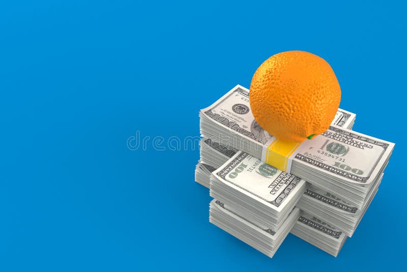 Orange on stack of money stock illustration. Illustration of capital ...