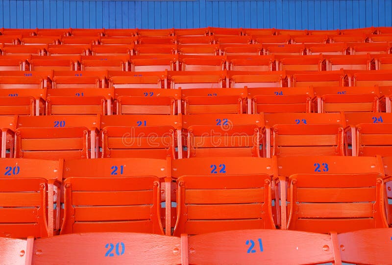 Orange Stadium Seats stock image. Image of step, orange - 22884037