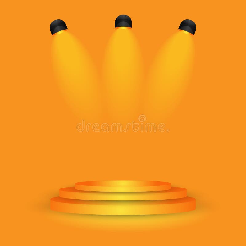 Orange Stage on Studio Gradient Wall Room, Modern Interior Background ...