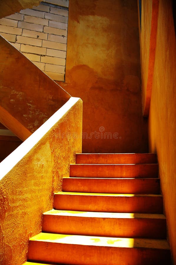 Vintage Stair And Orange Brick Wall Stock Photo - Image of design ...