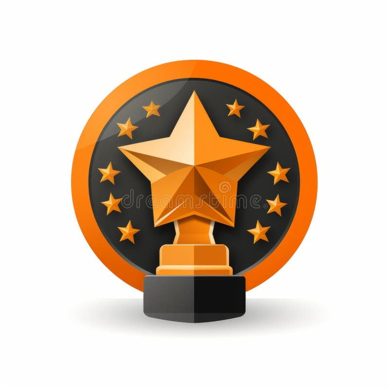 An Orange Star Award Icon on a White Background Stock Illustration ...