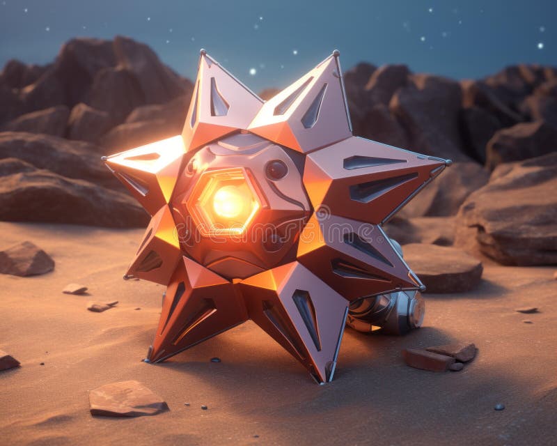 An Orange Star in the Desert with Rocks Around it Stock Illustration ...