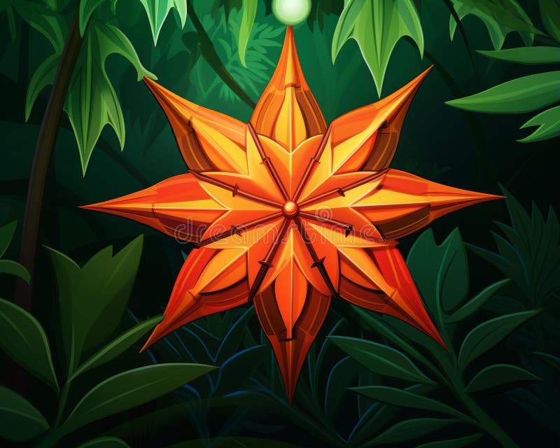 An Orange Star in the Middle of a Jungle Stock Illustration ...