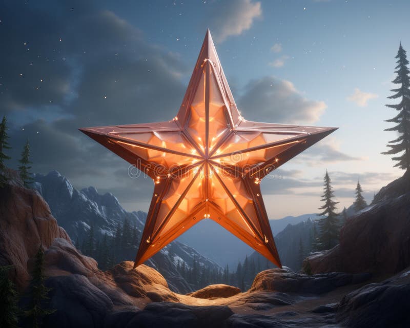 An Orange Star in the Middle of a Mountain Stock Illustration ...