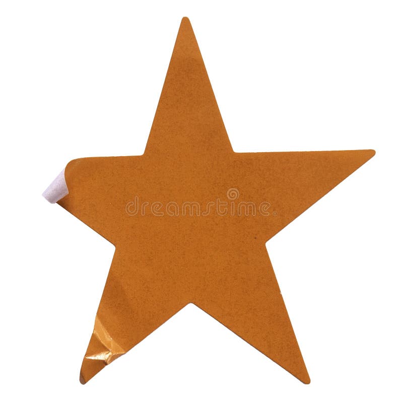 Orange Star Shape Paper Sticker Label Isolated on White Background ...