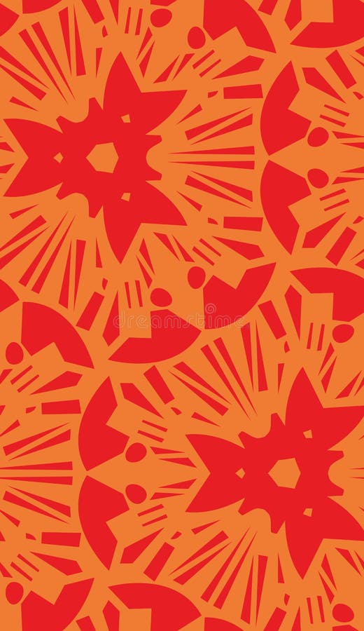 Orange Starburst Repeating Pattern Stock Illustration - Illustration of ...