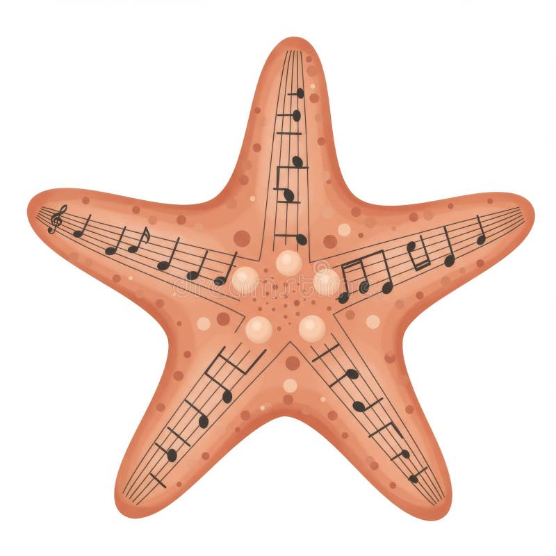 Orange Starfish with Musical Notes Illustration Stock Illustration ...