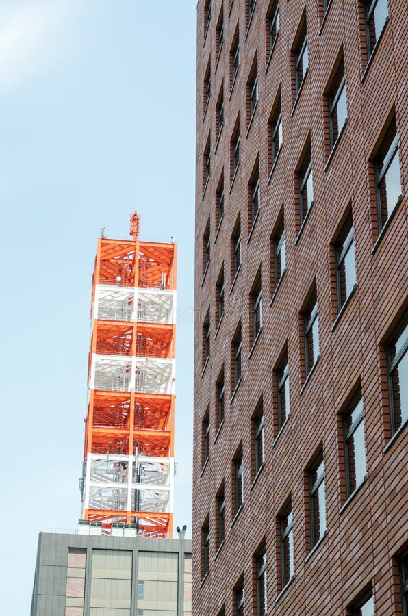 Orange Steel Frame Near the Old Building. Stock Photo - Image of design ...