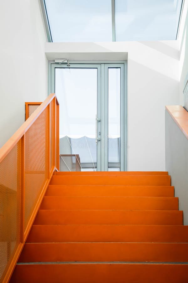 Orange Steps into the Office Interior Lead To the Terrace. Stock Photo ...