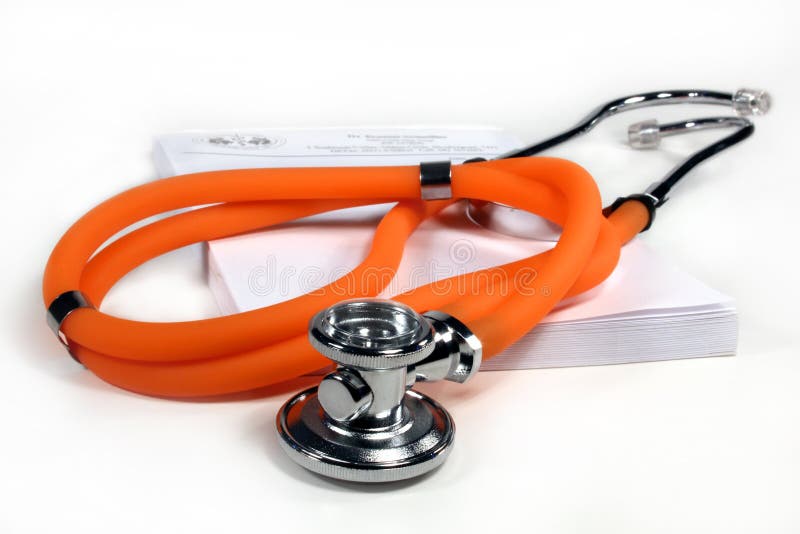 Orange Stethoscope on Prescription Pad Stock Photo - Image of doctor ...