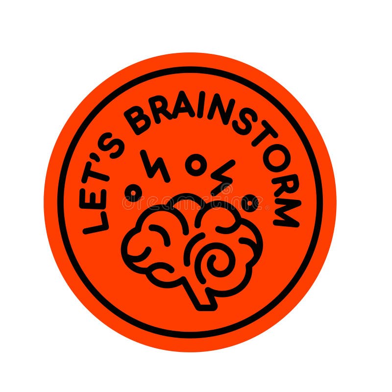 Orange Sticker with "Let S Brainstorm" Text for Creative Collaboration Stock Vector ...