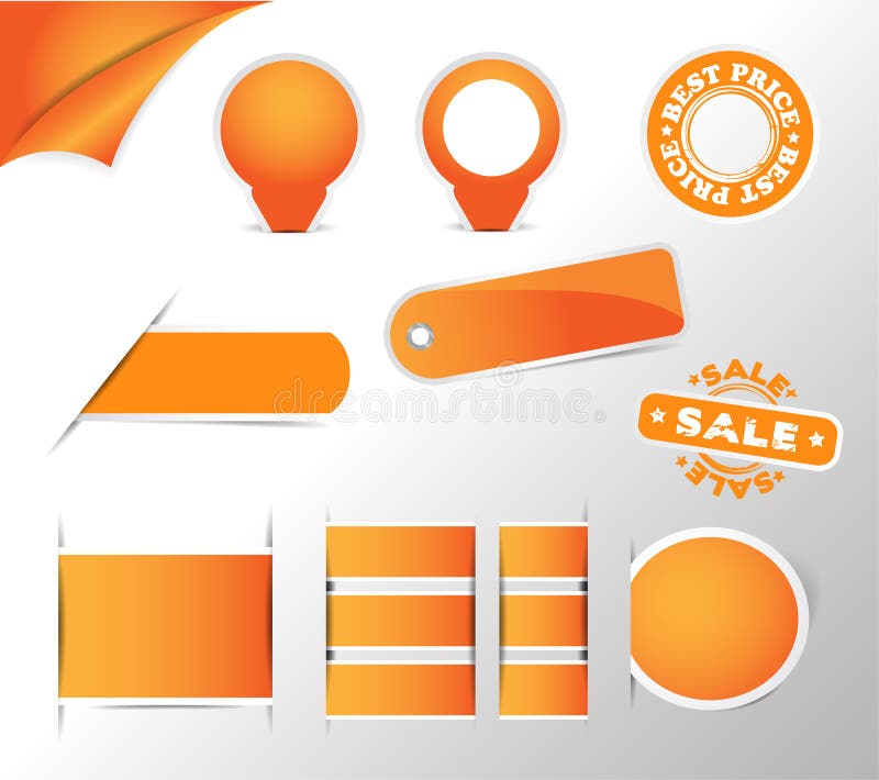 Orange Stickers, Tags, Labels Collection Stock Vector - Illustration of ...