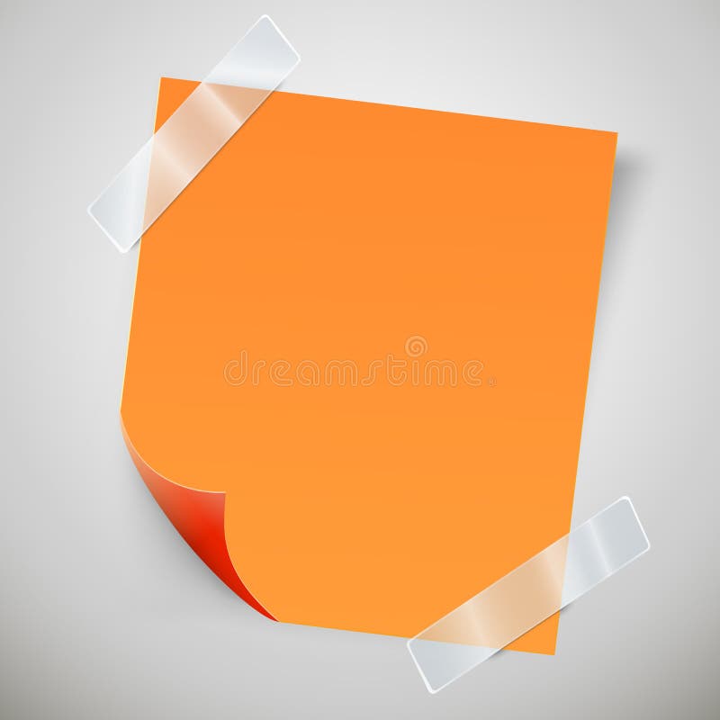 Yellow Sticky Note with the Curled Corner and Adhesive Tape. Stock ...