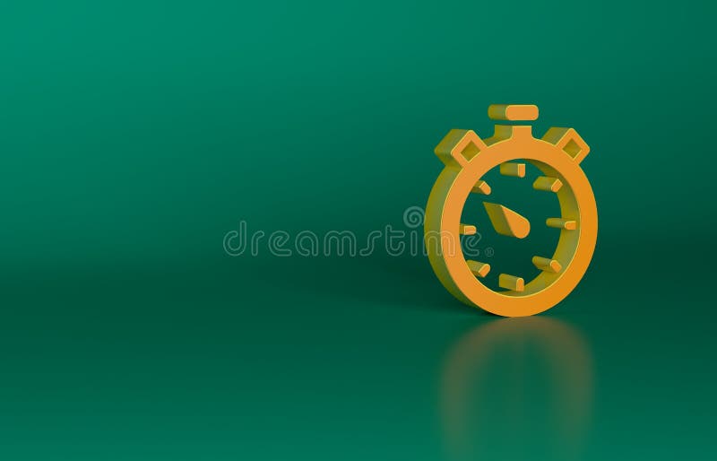 Orange Stopwatch Icon Isolated on Green Background. Time Timer Sign ...