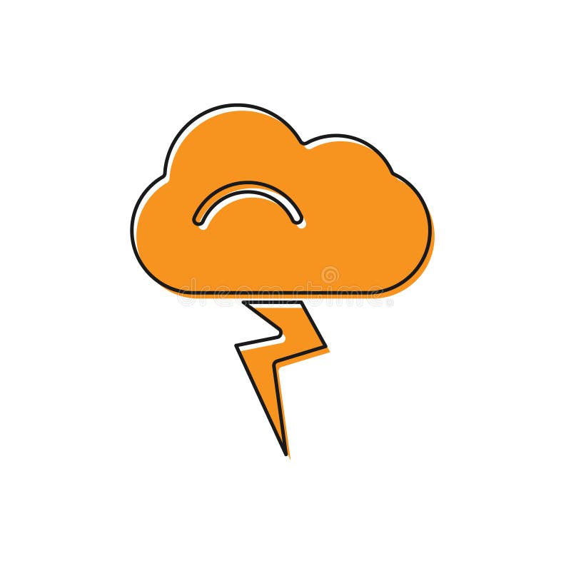 Orange Storm Icon Isolated on White Background. Cloud and Lightning ...
