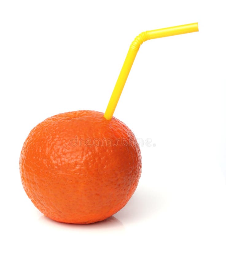 Orange with straw stock image. Image of ripe, colored - 8603145
