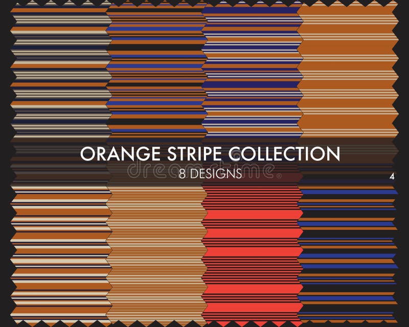 Orange Stripe Seamless Pattern Collection Stock Vector - Illustration ...