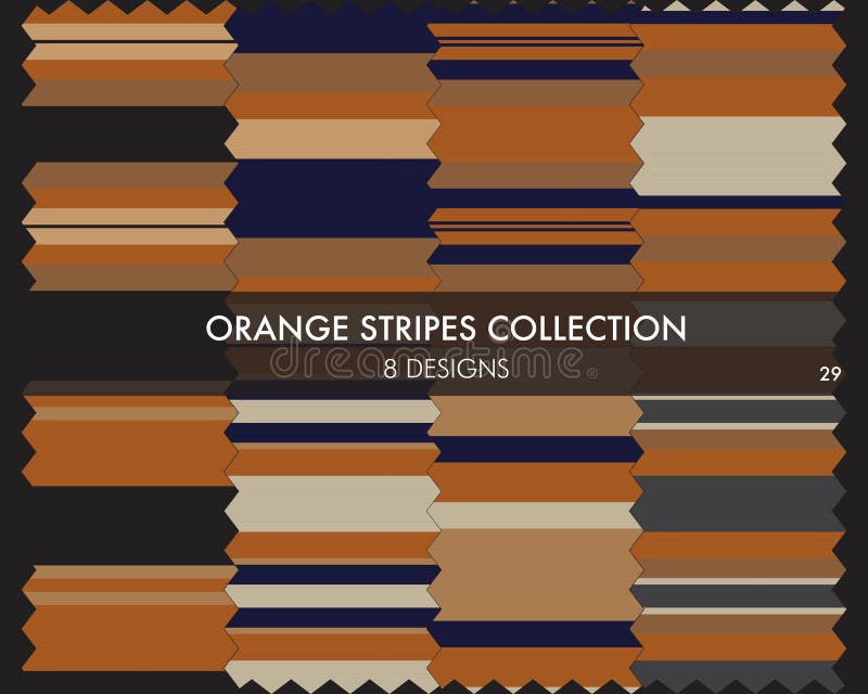Orange Stripe Seamless Pattern Collection Stock Vector - Illustration ...