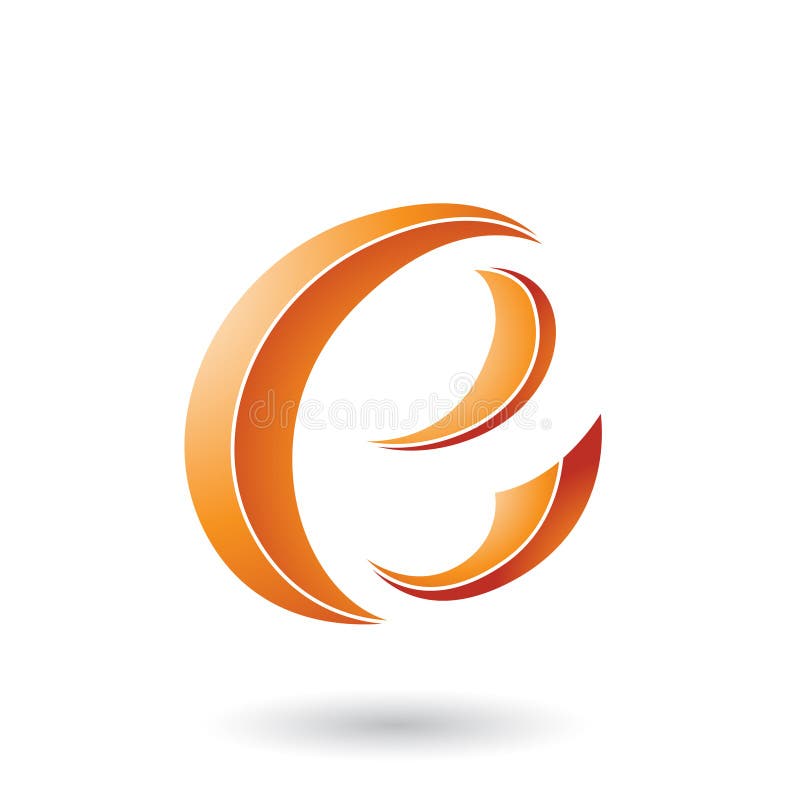 Orange Striped Crescent Shape Letter E Vector Illustration Stock Vector ...