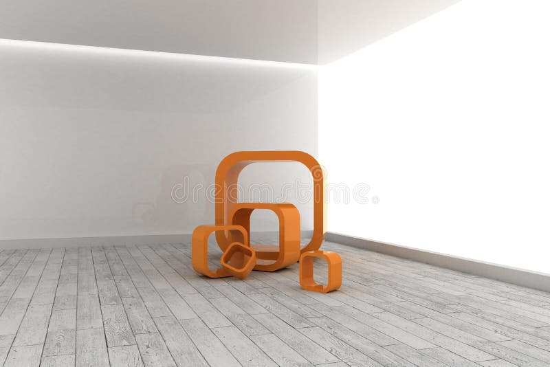 Orange Structures in a Grey Room Stock Illustration - Illustration of ...