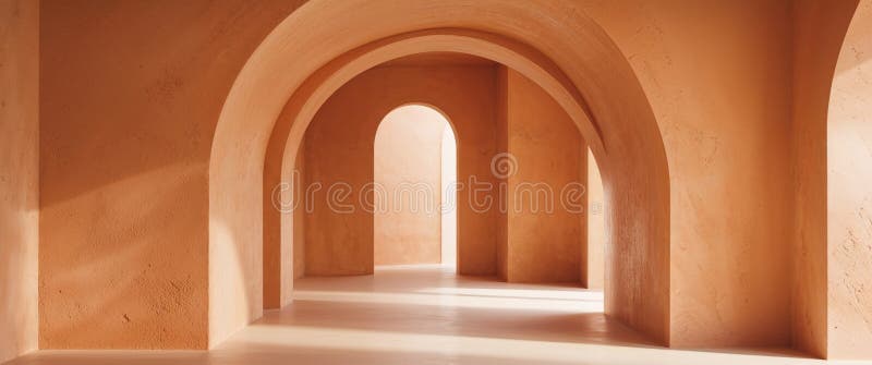 Orange Stucco Textured Walls Create an Open Archway Formation. Stock ...
