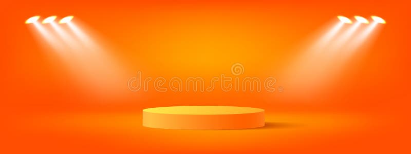Orange Studio Abstract Background with Podium and Spotlight Effect ...