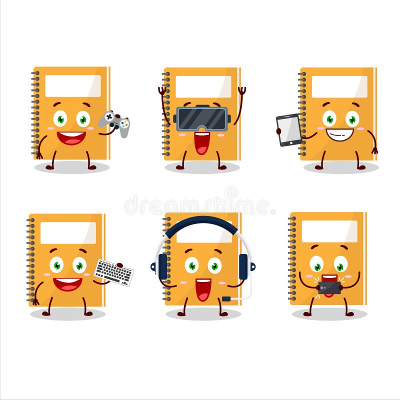 Orange Study Book Cartoon Character are Playing Games with Various Cute ...