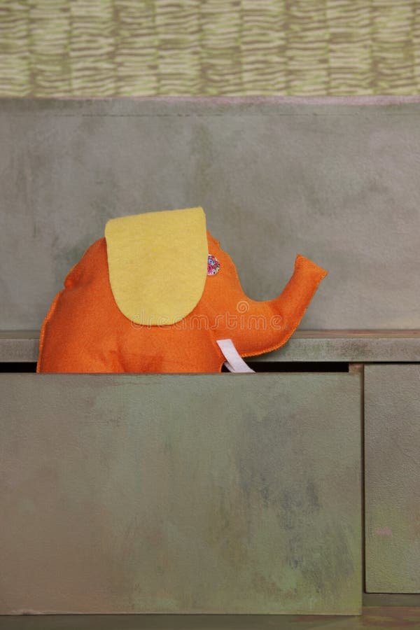Orange Stuffed Elephant in a Box Stock Photo - Image of decoration ...