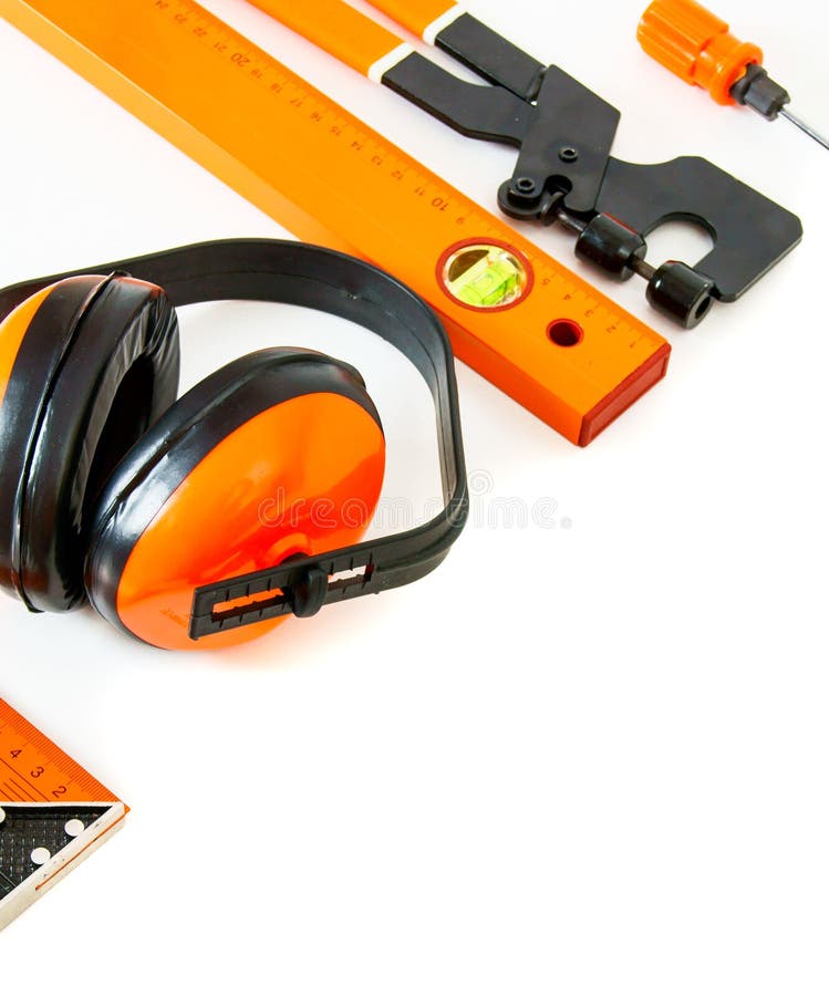 Orange Style. Working Tools on a White Background Stock Photo - Image ...