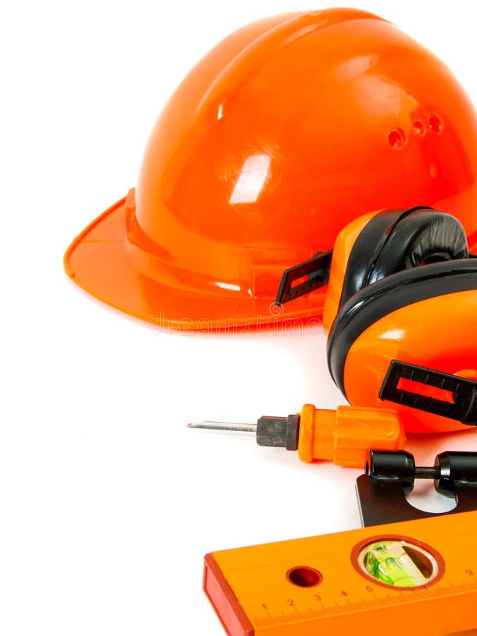 Orange Style. Working Tools on a White Background Stock Image - Image ...