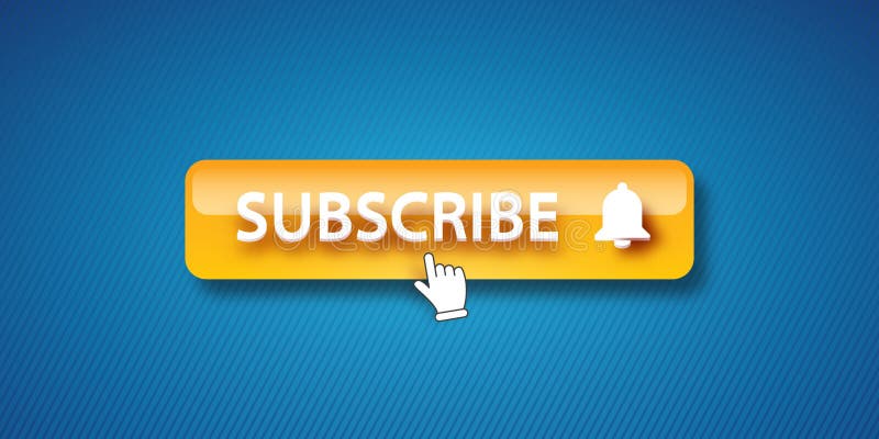Orange Subscribe Button with Ring Bell Isolated on Blue Background ...