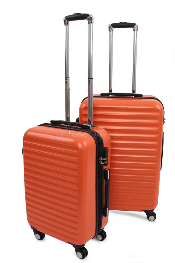 Orange suitcase stock photo. Image of recreation, packed - 38315738